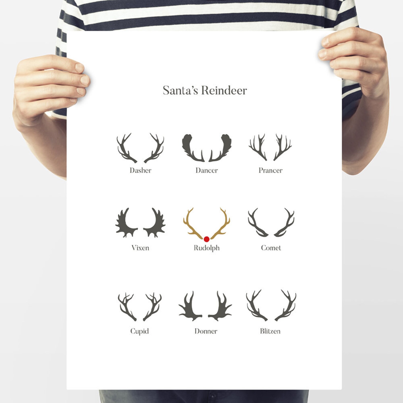 Christmas Printable Art Santas Reindeer Print Christmas - Etsy