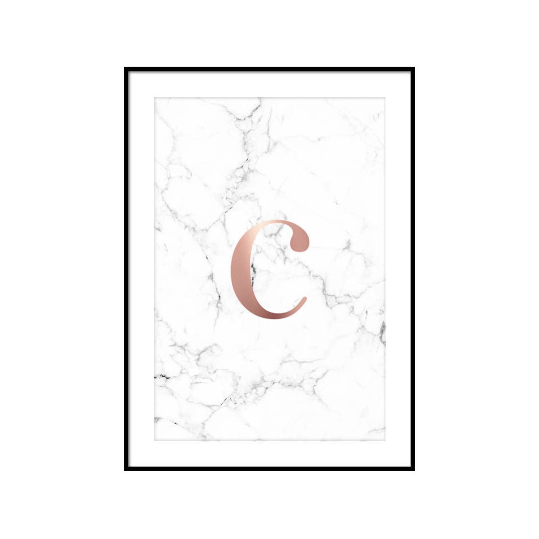 Letter C Printable Marble and Rose Gold Print Rose Gold - Etsy