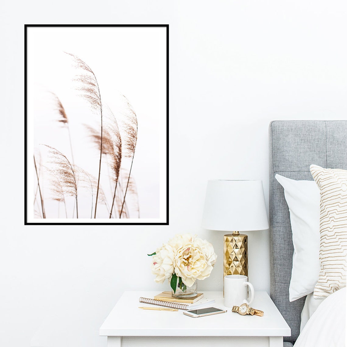 Pampas Grass Print Boho Printable Art Neutral Printable Art - Etsy
