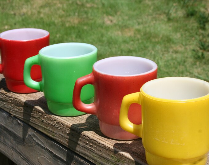 Anchor Hocking Stacking Mugs Four Retro Mugs Retro Coffee - Etsy