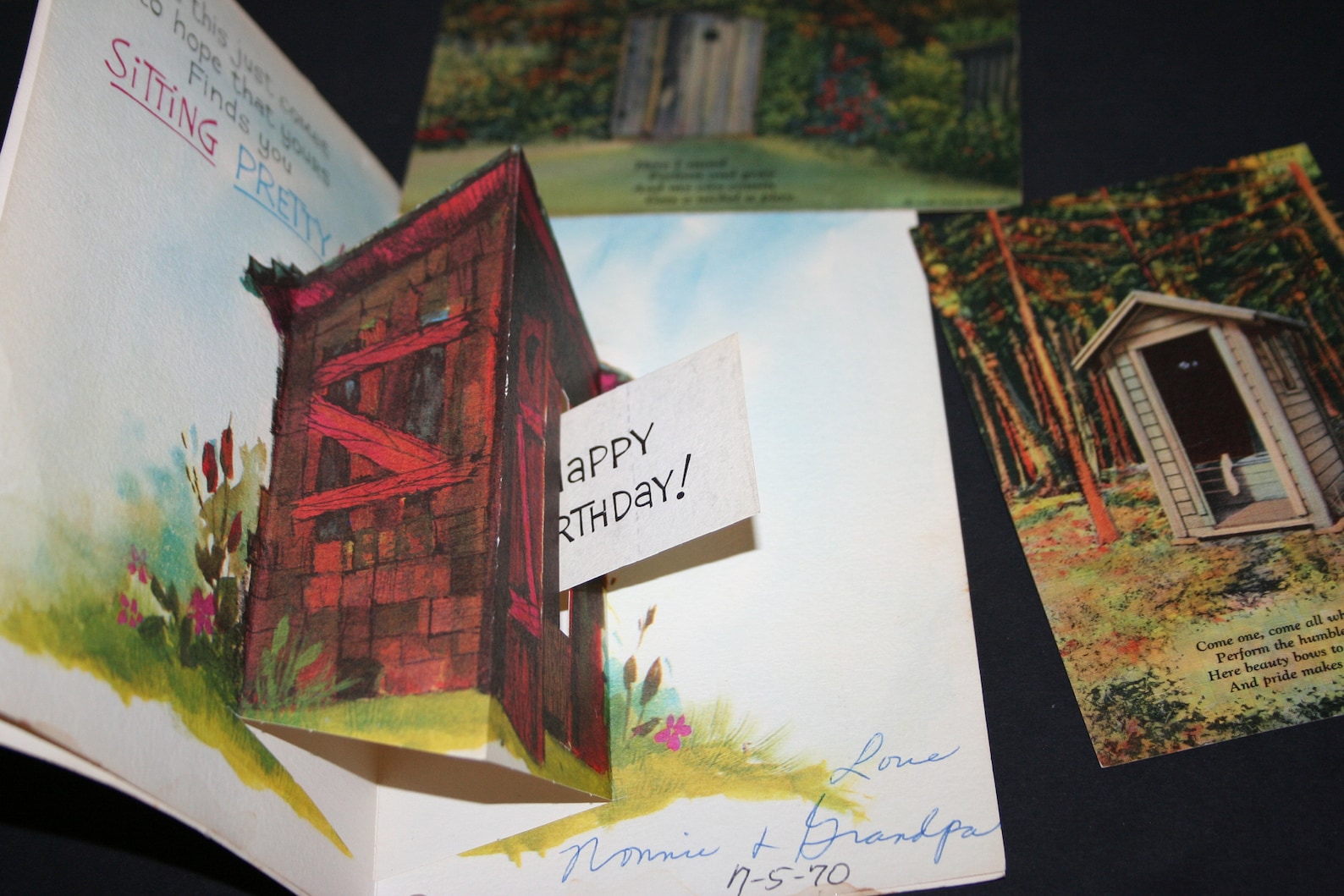 Vintage Out House Post Cards, Outhouse Paper Ephemera, Pair of 1940's ...