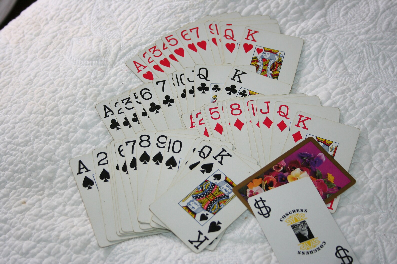 Double Deck of Bridge Playing Cards PANSIES by Congress Green | Etsy