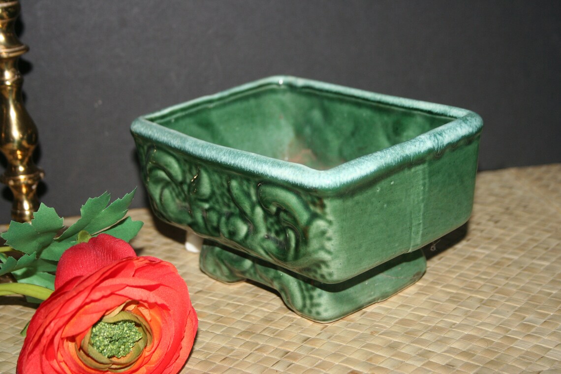 Green Planter Vintage Planter 1970's Pottery Planter - Etsy