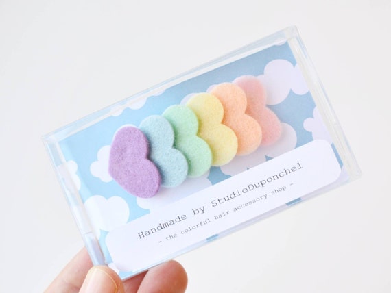 Pastel Rainbow Snap Hair Clips for Girls Felt Hair - Etsy