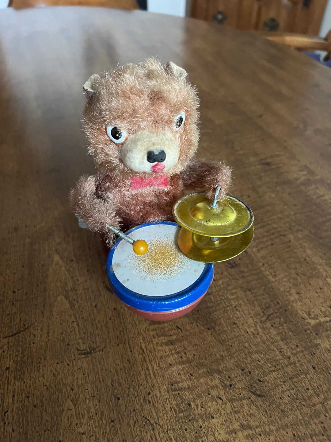 Vintage Windup Frisky Bear Band Cymbals Drum Movable #689 Made in Korea ...