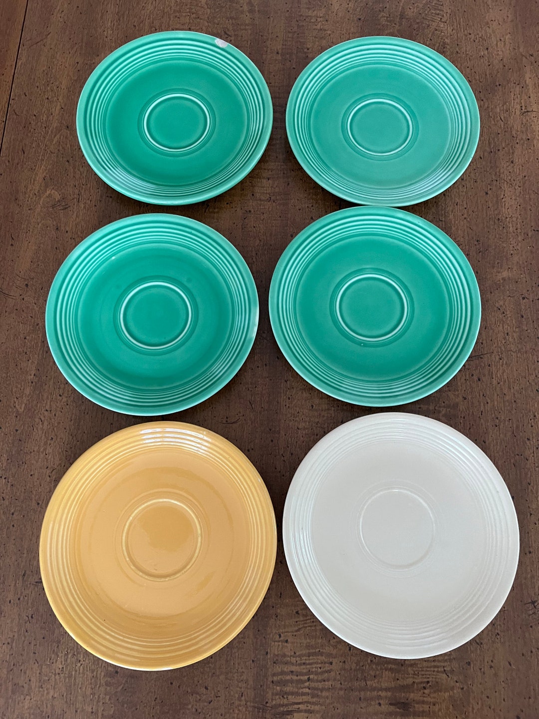6 Fiesta Saucers Vintage Fiestaware Seafoam Green Yellow White - Etsy