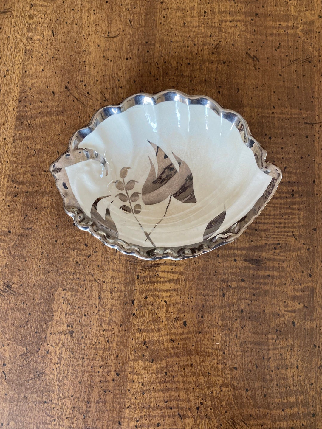 Vintage Lancaster Sandland Trinket Dish: English Ware With Silver Leaf ...