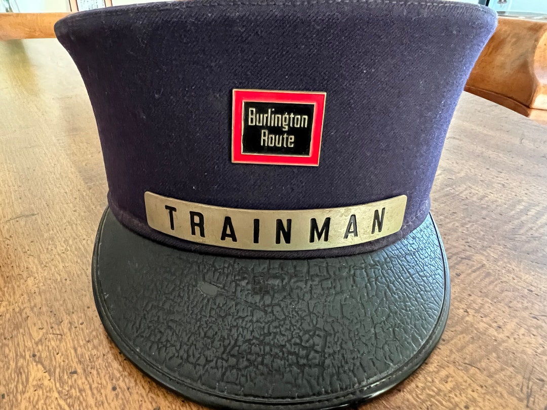 Burlington Route Conductors Hat Childs Size Navy Blue Fabric Vintage ...