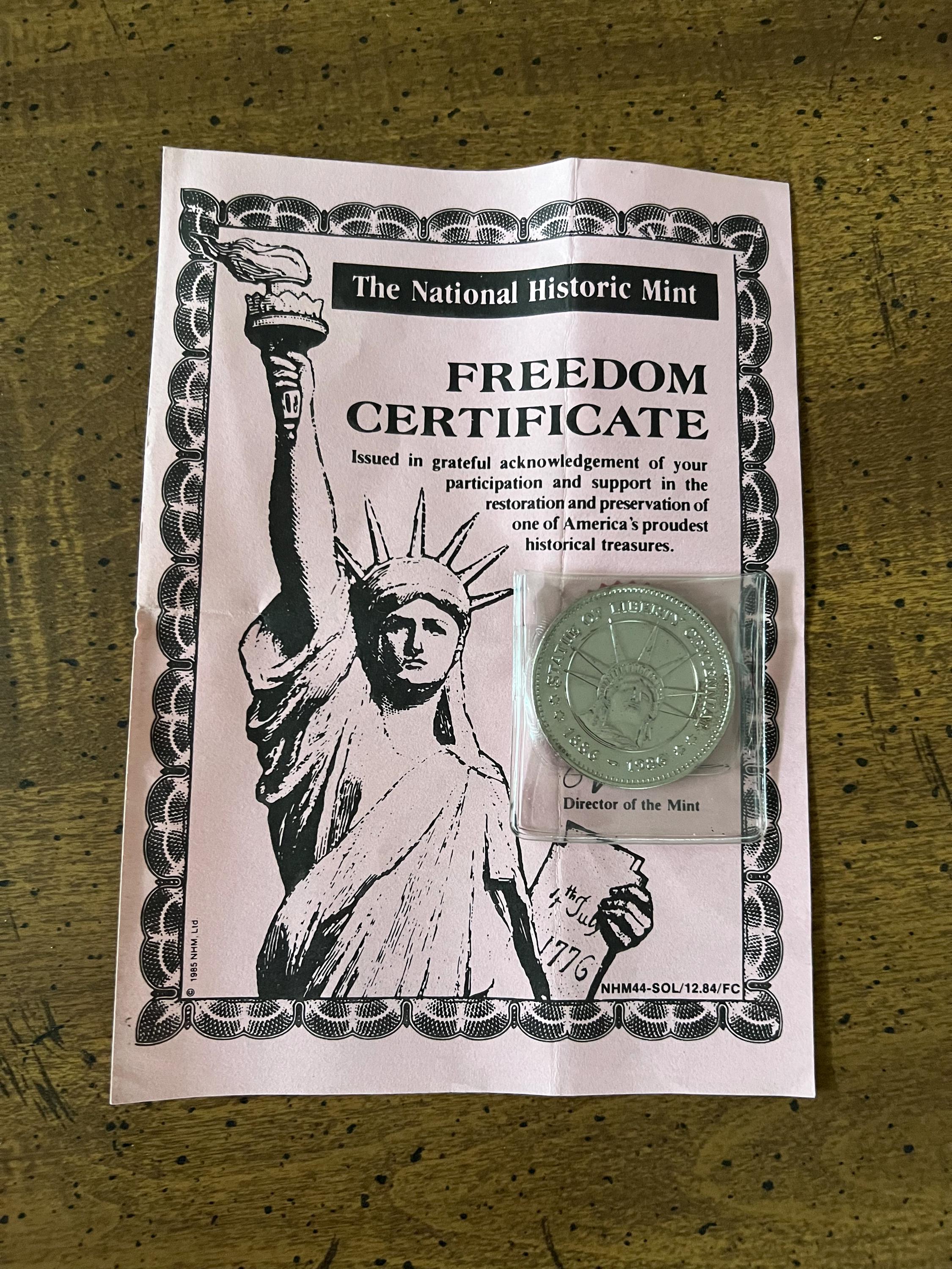 Statue of Liberty 100th Anniversary Centennial Token Double Eagle Gift ...