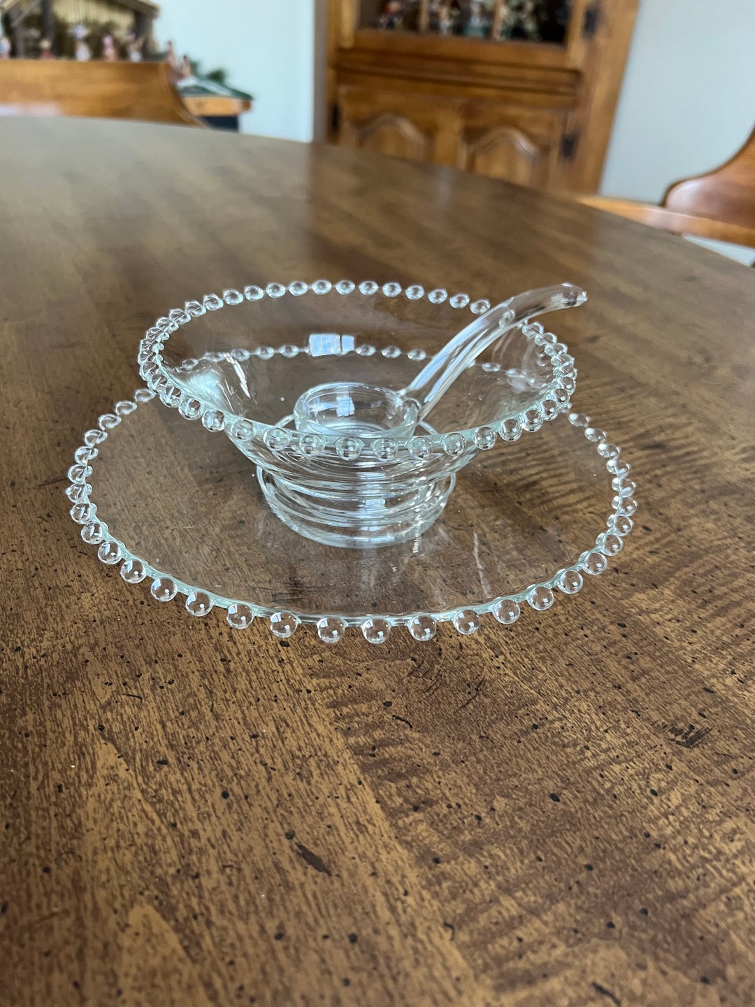 Imperial Glass Candlewick Condiment Set Plate Bowl Spoon Beaded Edge - Etsy