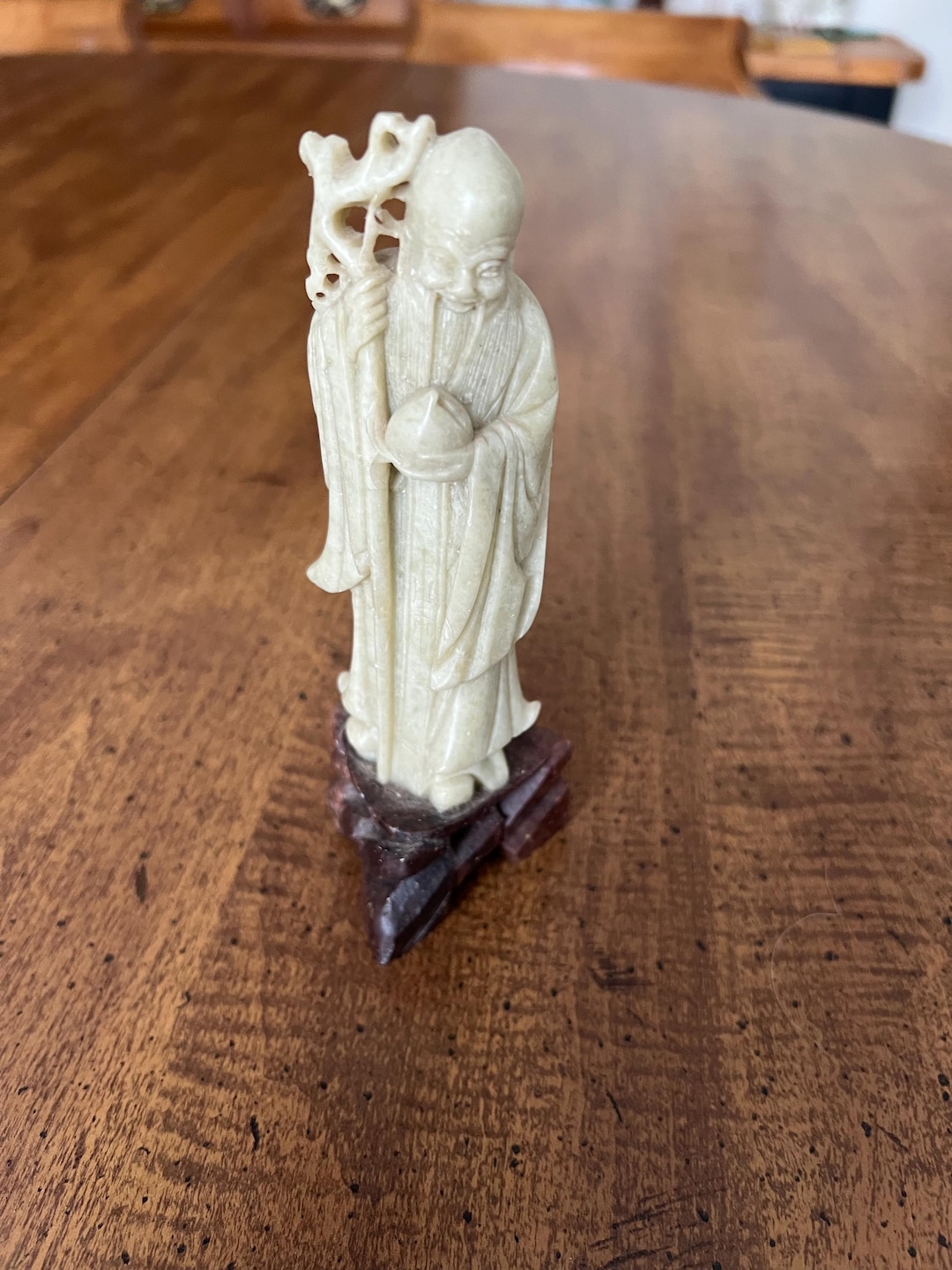 Jadeite Carved Chinese Man Ornate Staff Marble Base Vintage Oriental - Etsy
