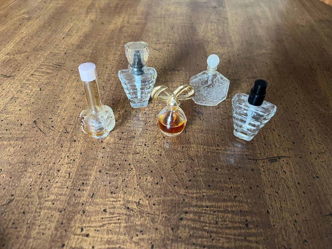 Set of 5 Mini Glass Perfume Bottles Tresor Lancome Paris France Parfums ...