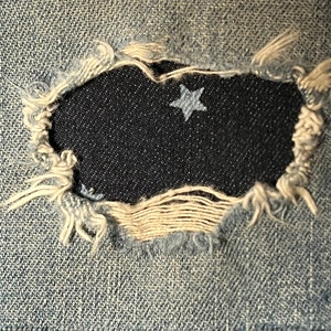Blue Denim Stars 7.5oz Denim Cut to Size, IRON ON Decorative "pretty ...