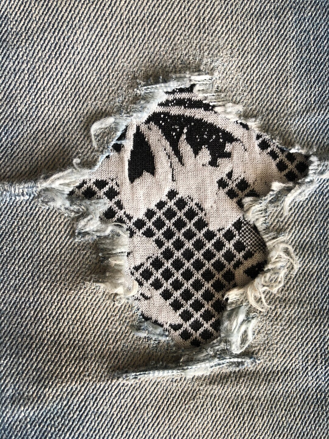 Black and White Modern Texture Stiches STRETCH Iron on Decorative ...