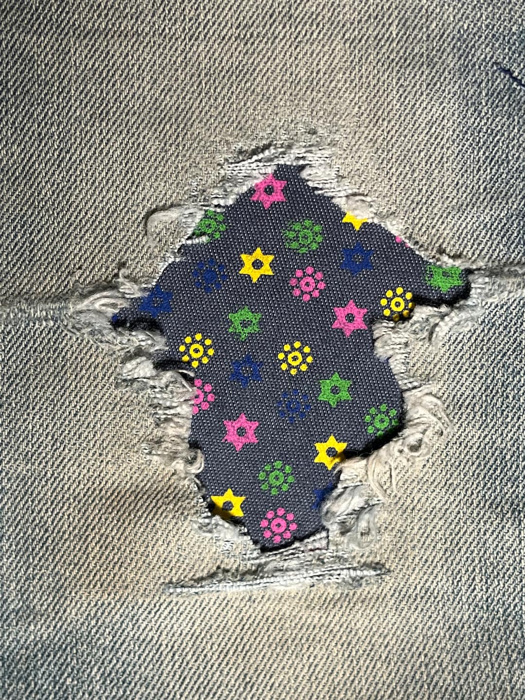 Wheel of Stars 7.5oz Denim Cut to Size, IRON ON Decorative "pretty ...