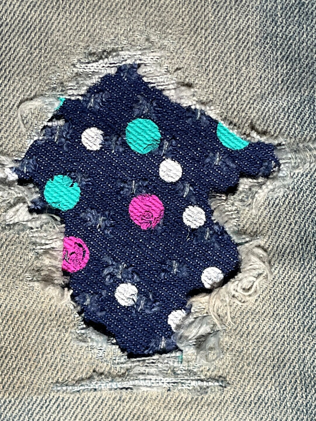 Denim Bubbles 7.5oz; Cut to Size, IRON ON Decorative "pretty Patches ...