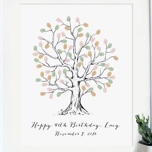 Fingerprint Tree Guest Book for Birthday Family Reunion Anniversary ...