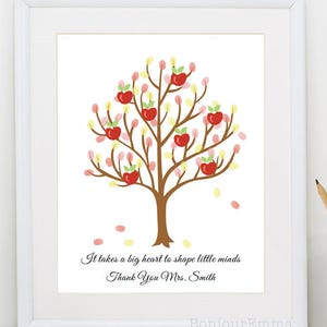 Teacher Gift Fingerprint Tree, Teacher Appreciation, Class Gift, Thank ...