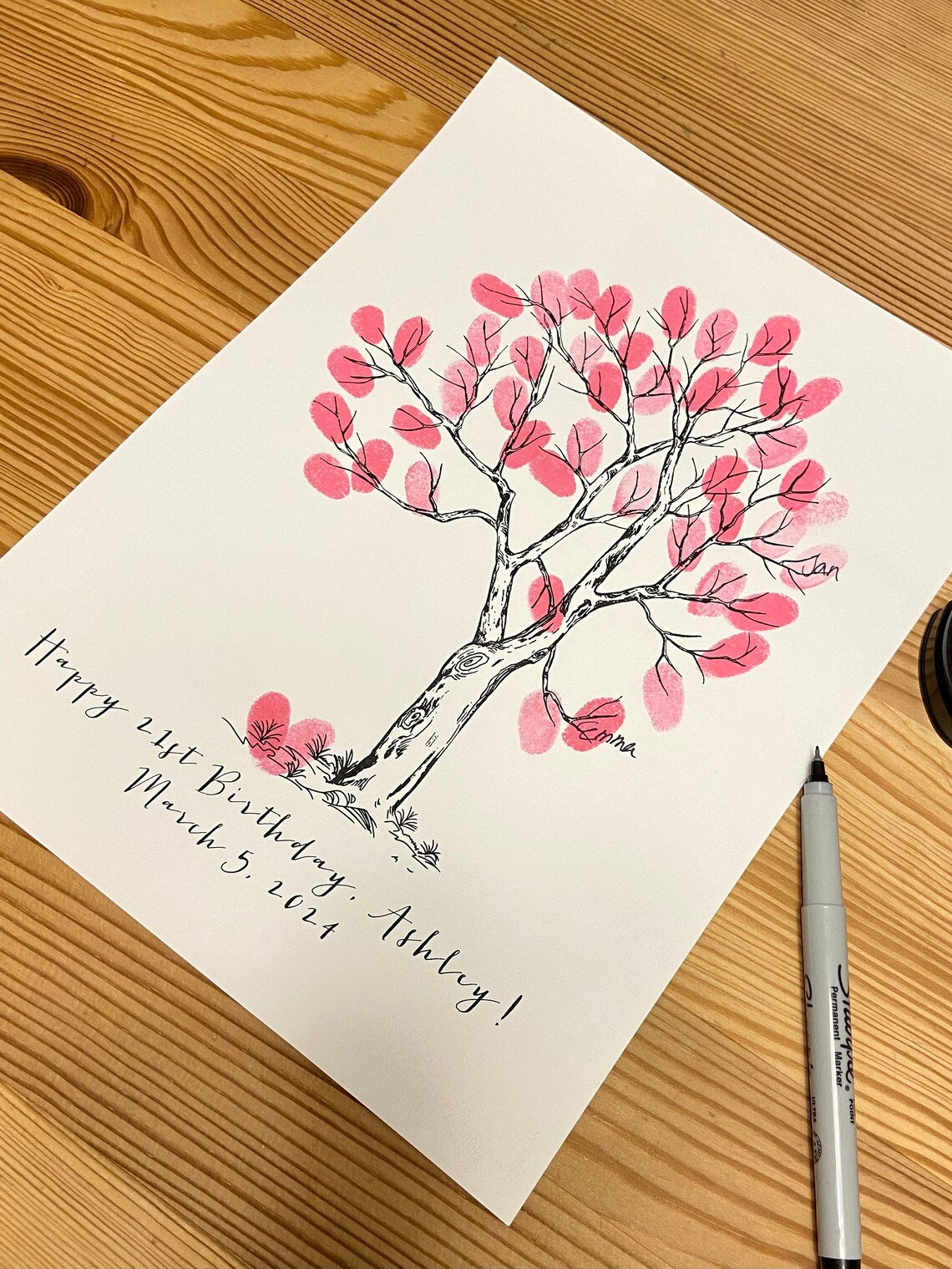 Fingerprint Tree Guest Book Birthday, Baby Shower Teacher Gift 21st ...