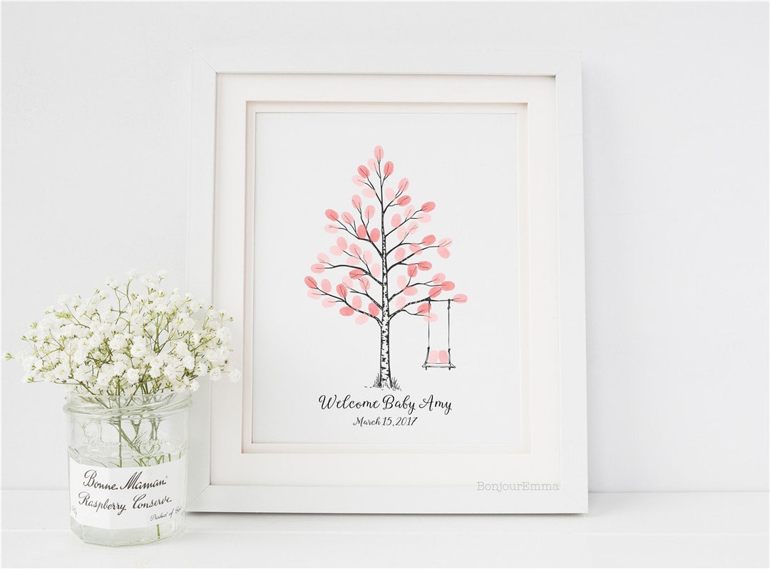 Baby Shower Fingerprint Tree Guest Book, Swing Set (digital Printable ...