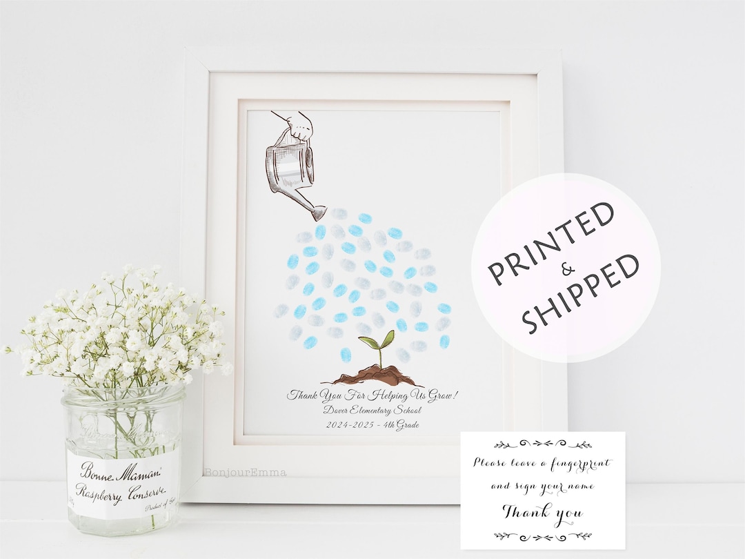 Teacher Appreciation Fingerprint Art, Watering Sprout Class Gift ...