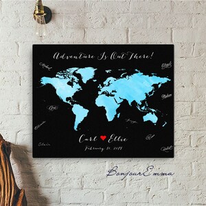 World Map Wedding Guest Book, Large Worldmap Guest Sign in Alternative ...