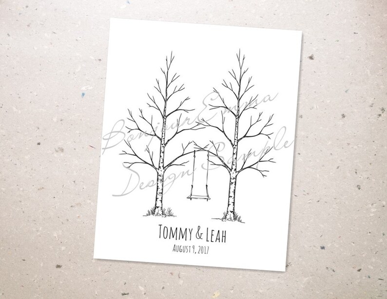 Fingerprint Guestbook Thumbprint Tree Wedding Guest Book Alternative ...