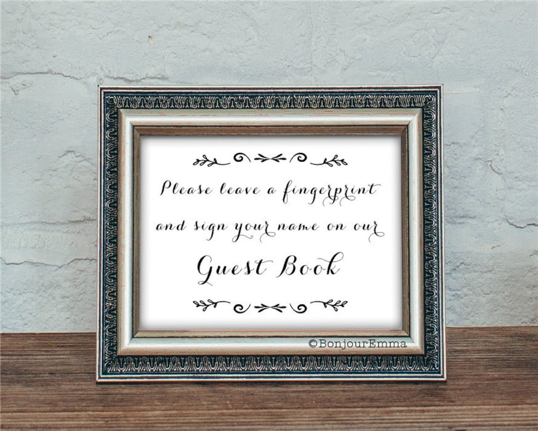 Guest Book Sign, Wedding Guest Book Sign, Printable Fingerprint Tree ...