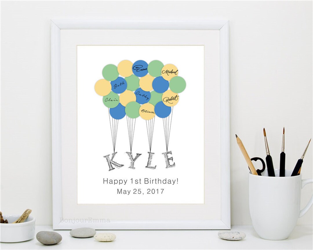 Any Name Letters Lifted by Balloons Unique Baby Shower Guest Book ...
