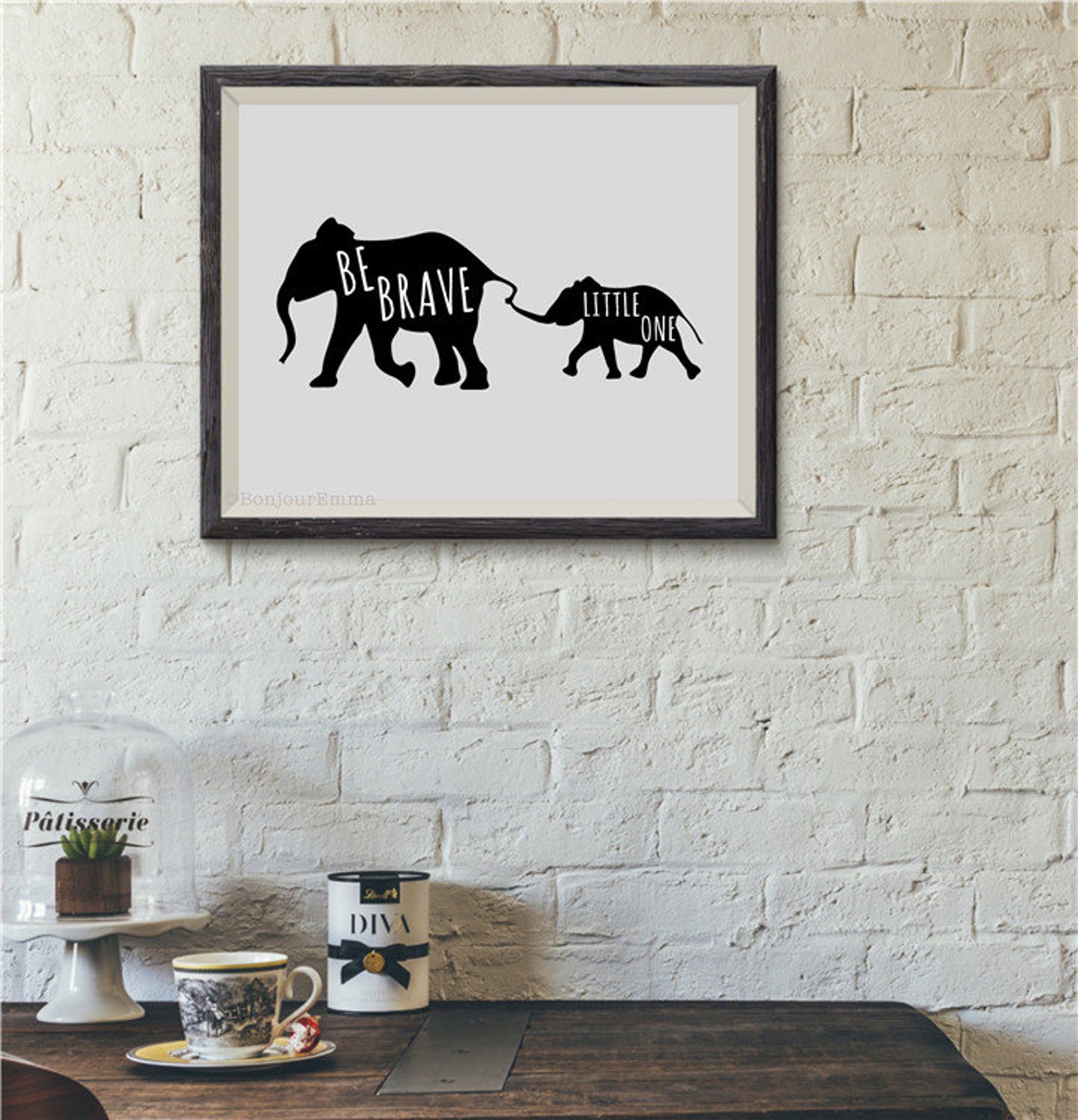 Be Brave Little One Printable Art ; 8x10 11x14 Black and White Simple ...