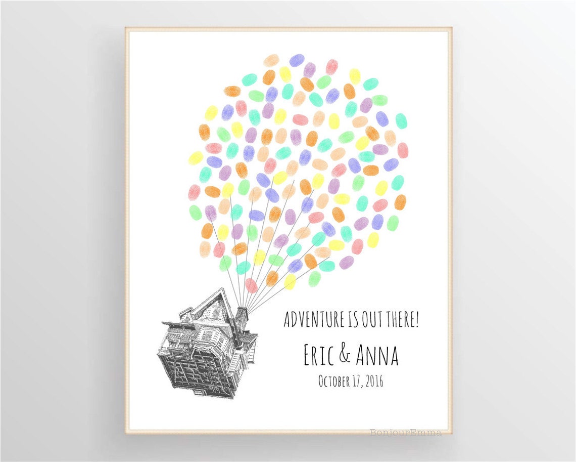 Up House Fingerprint Guest Book, Balloons Theme (digital Printable File ...