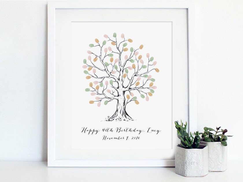 Fingerprint Tree Guest Book for Birthday Family Reunion Anniversary ...