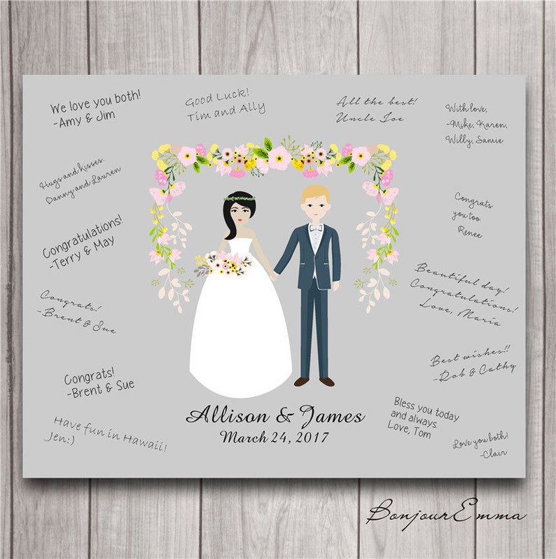 Printable Wedding Guest Book Alternative, Custom Wedding Portrait Guest ...