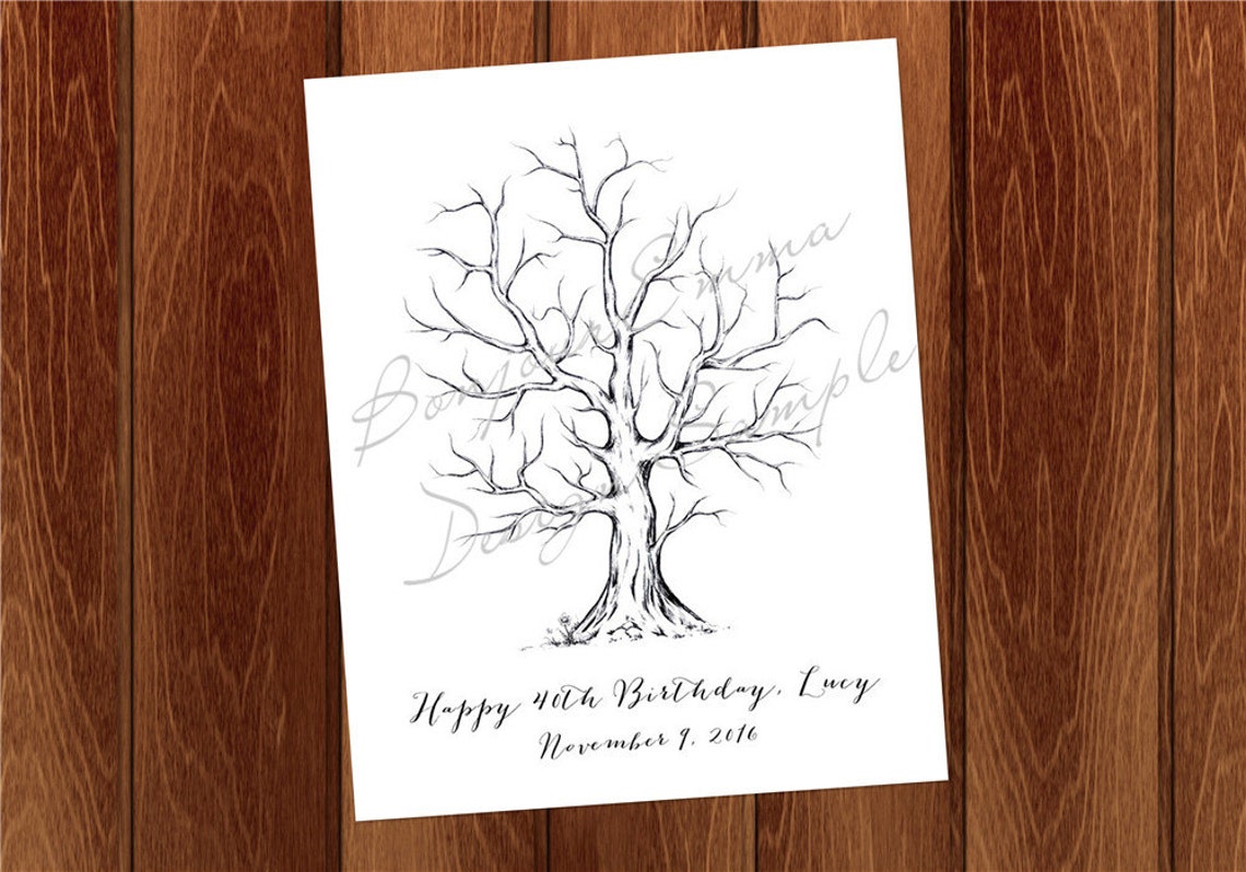 Fingerprint Tree Guest Book for Birthday Family Reunion Anniversary ...
