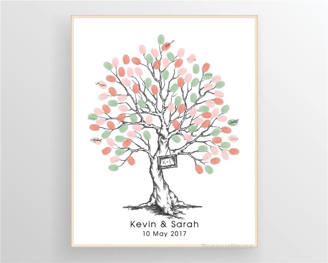 Wedding Finger Print Tree, Anniversary Birthday Family Reunion Thumb ...