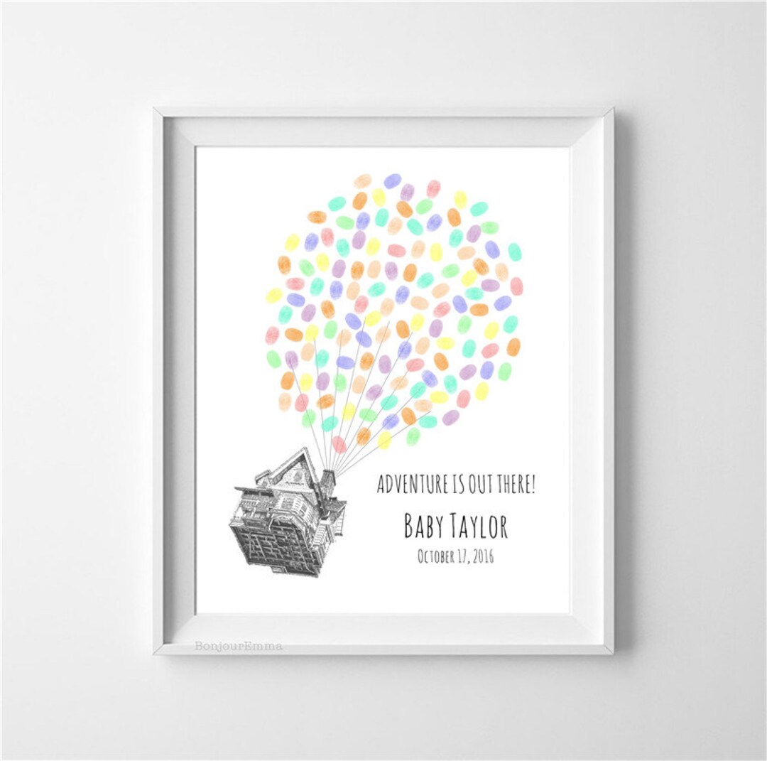 Up House Guest Book, Baby Shower up Inspired Guestbook, Fingerprint ...