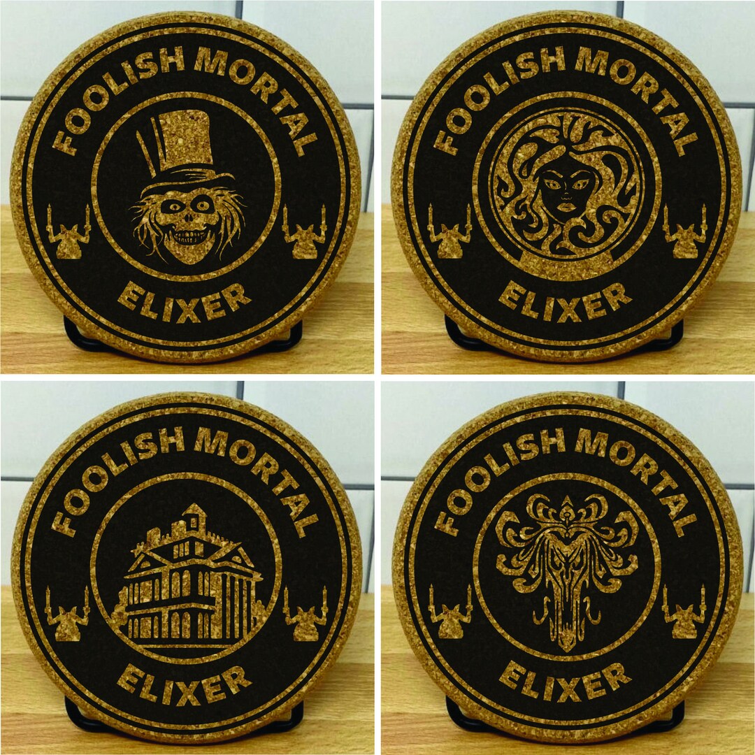 Haunted Mansion Inspired 4" Round Engraved Cork Coasters - Set of 4 - Etsy
