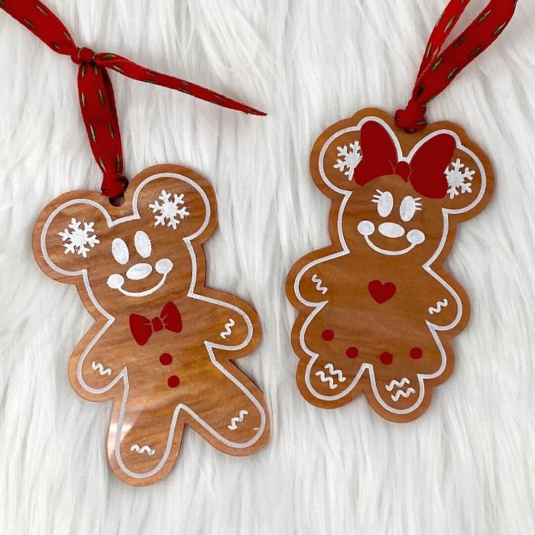 Gingerbread Mickey and Minnie Acrylic Ornament Set, Disney Christmas ...