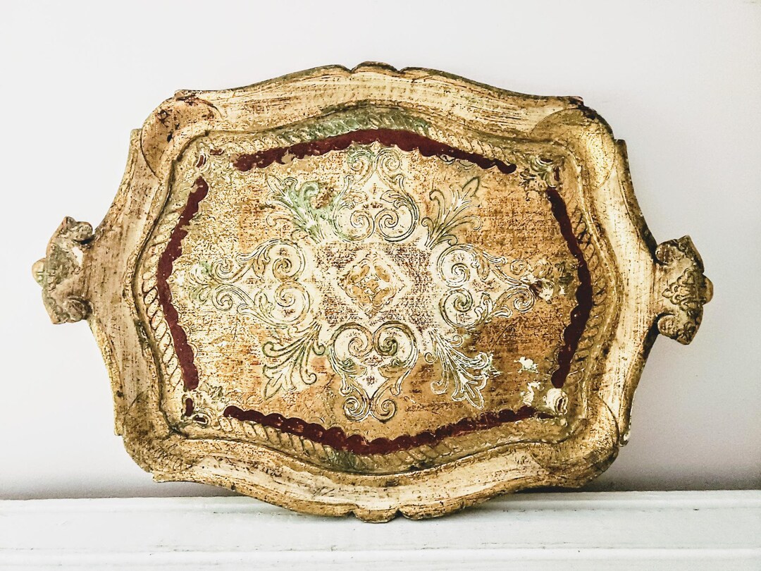 Florentine Style Tray Hand-painted Wood With Magnificent - Etsy