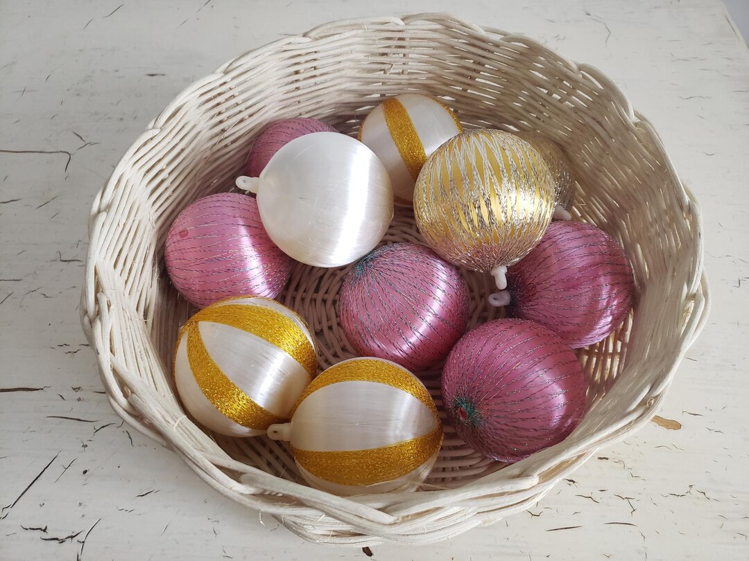 Set of 11 Vintage Satin Christmas Tree Baubles - Etsy