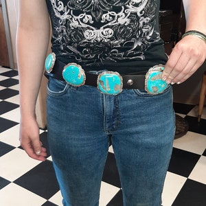 Kingman Blue Turquoise Slab Concho Belt by Adam Fierro . - Etsy