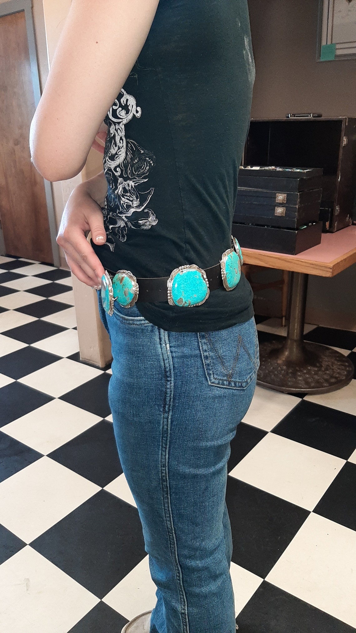 Kingman Blue Turquoise Slab Concho Belt by Adam Fierro . - Etsy