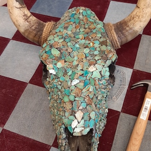 1970s Vintage Turquoise Encrusted Buffalo Skull by Ricky Bobbie Navajo ...