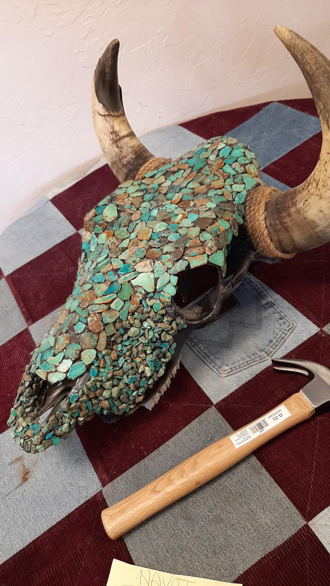 1970s Vintage Turquoise Encrusted Buffalo Skull by Ricky Bobbie Navajo ...