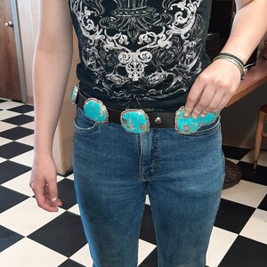 Kingman Blue Turquoise Slab Concho Belt by Adam Fierro . - Etsy