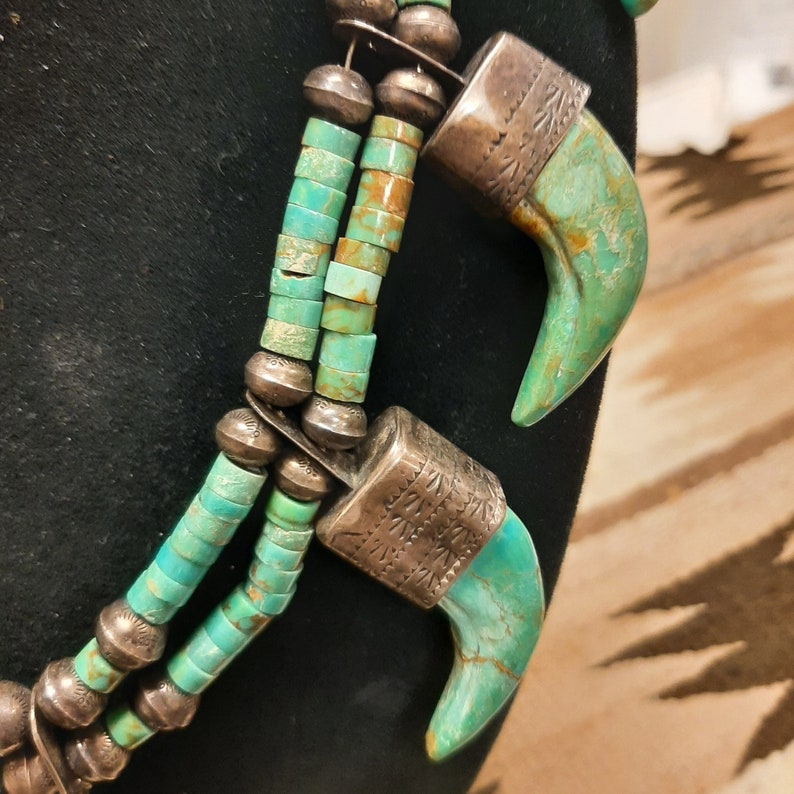 20" 1960s Vintage Dead Pawn Jacla Turquoise Claw Heishe Bench Made Bead ...
