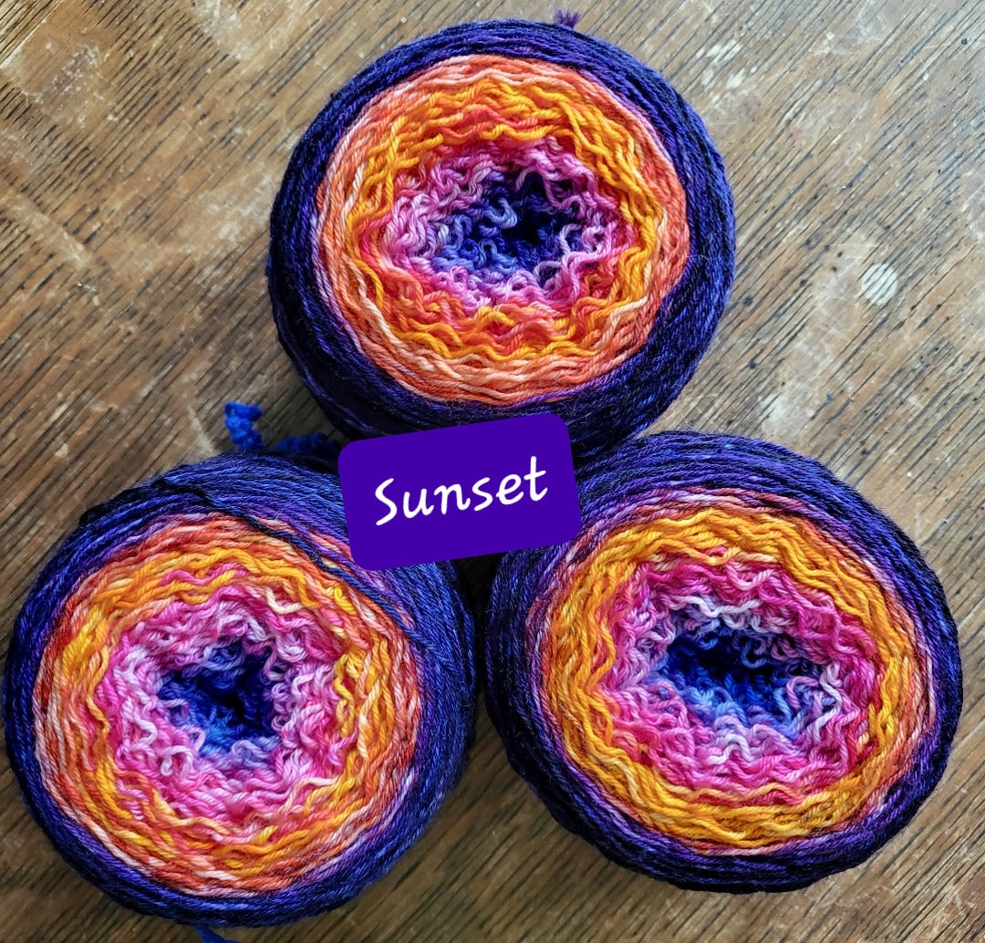 Hand Dyed Yarn Fingering Sock - Sunset - Superwash GRADIENT - Blue Pink ...