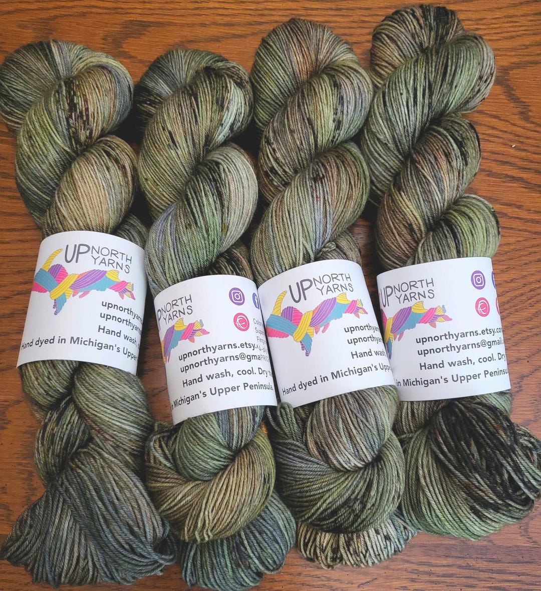 Hand Dyed Camo Yarn: Superwash Merino Wool Blend - Fingering, DK, Aran ...