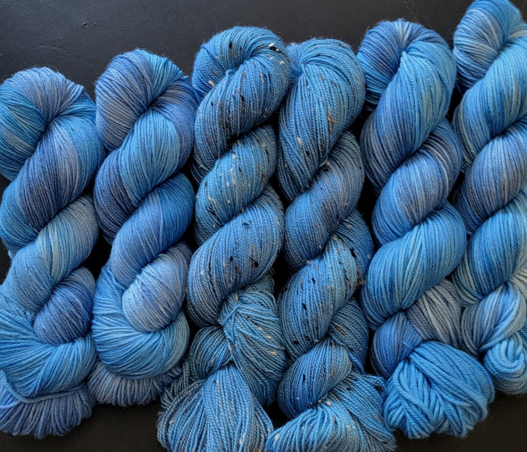 Hand Dyed Yarn - Lake Superior Blues - Superwash Merino, BFL, Sparkle ...