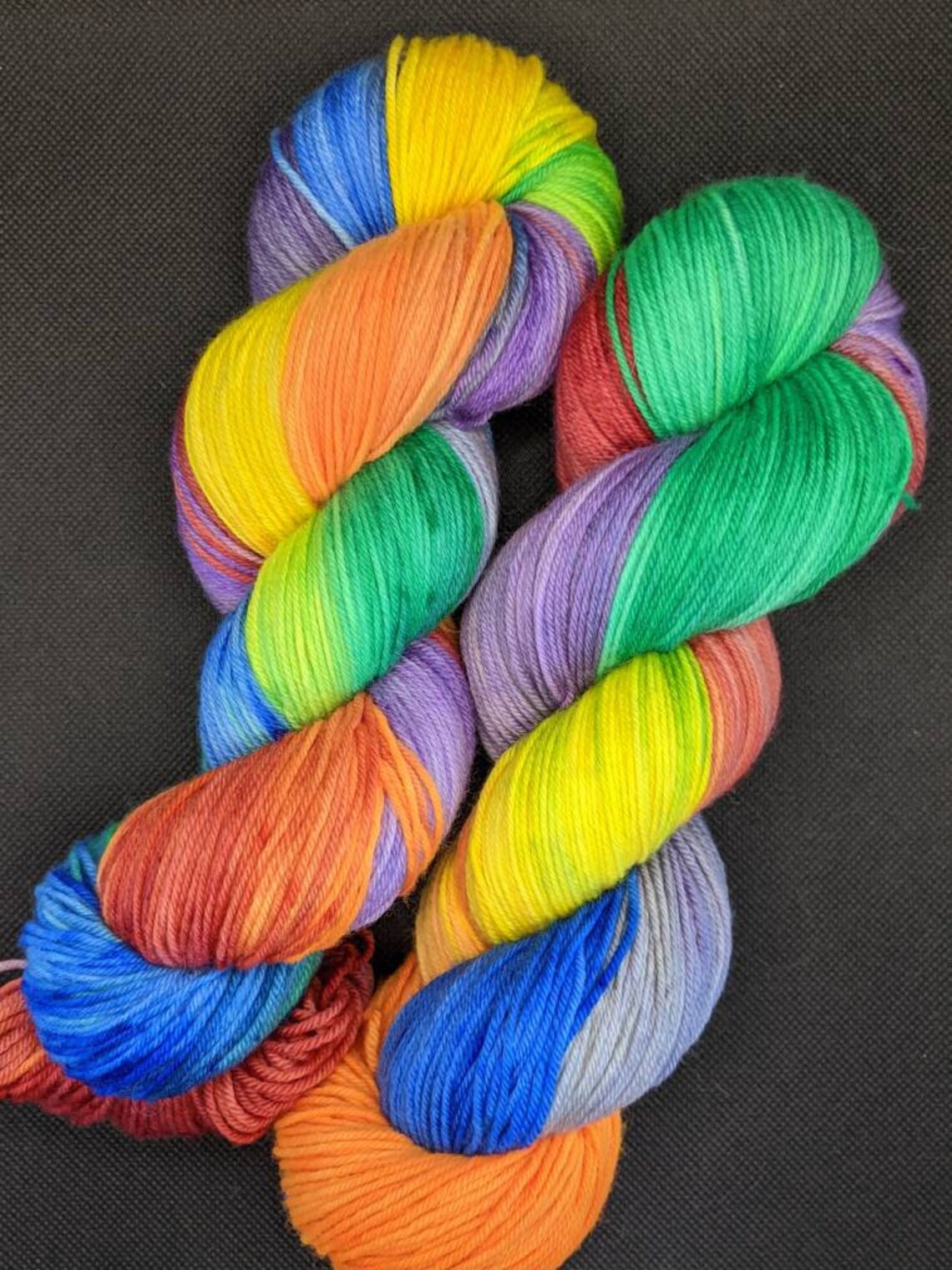 Hand Dyed Yarn Rainbow Sock Fingering ROY G BIV 100g | Etsy